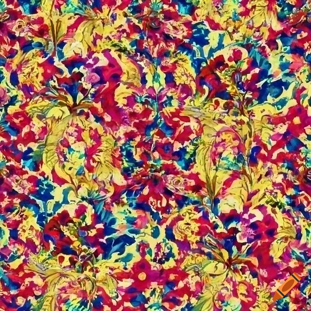 Intricate repeating rococo floral pattern in oil painting style on Craiyon