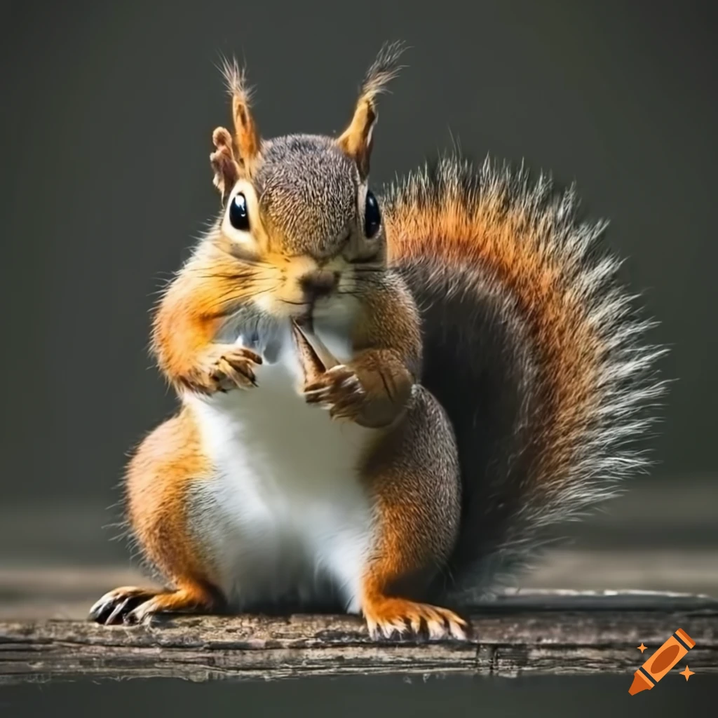 Squirrel with webbed feet, large claws, gills, and a large tail on Craiyon
