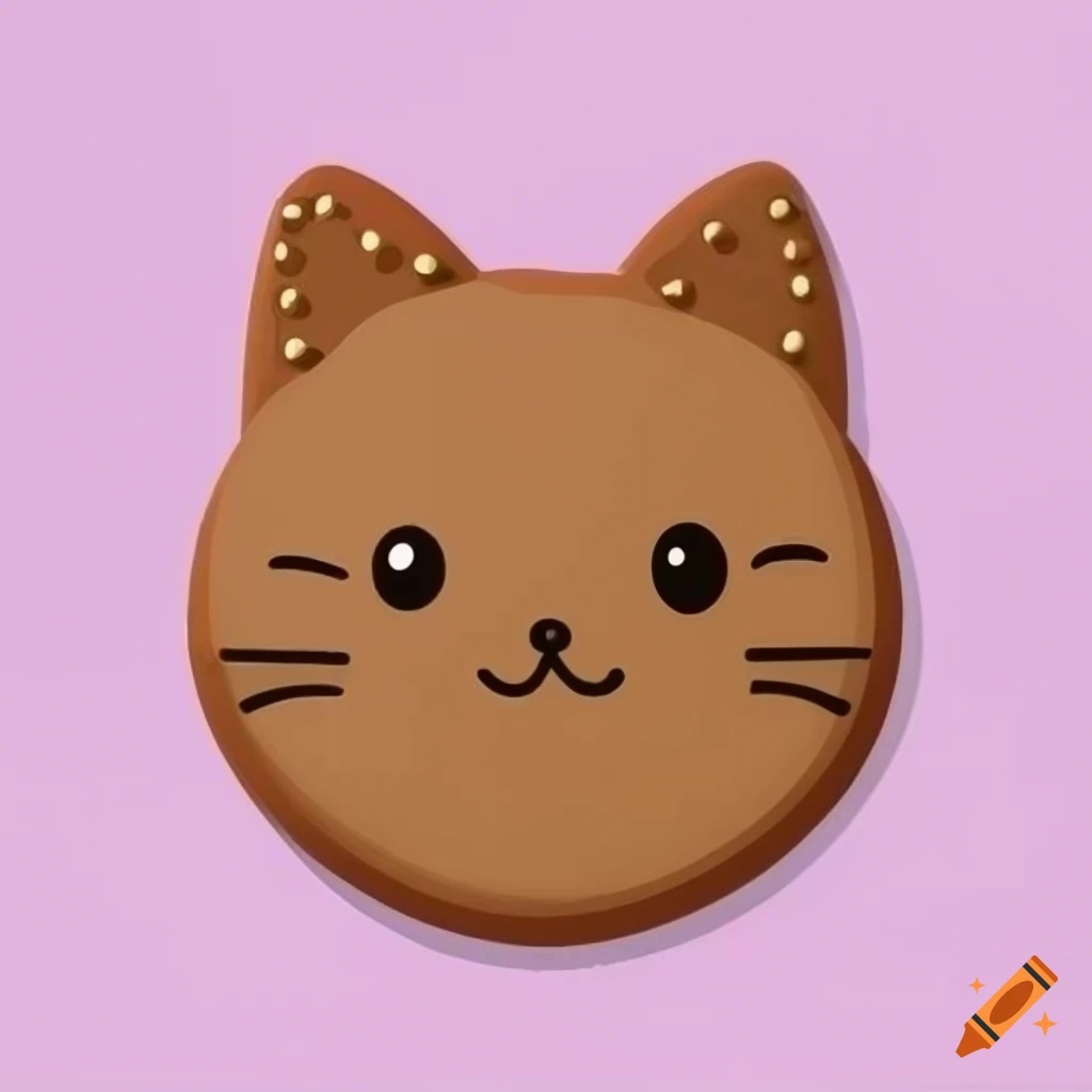 Kawaii cat-shaped gingerbread cookie in simple flat design on Craiyon