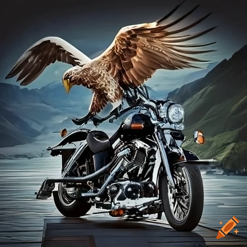 Harley davidson motorcycle with an eagle on Craiyon