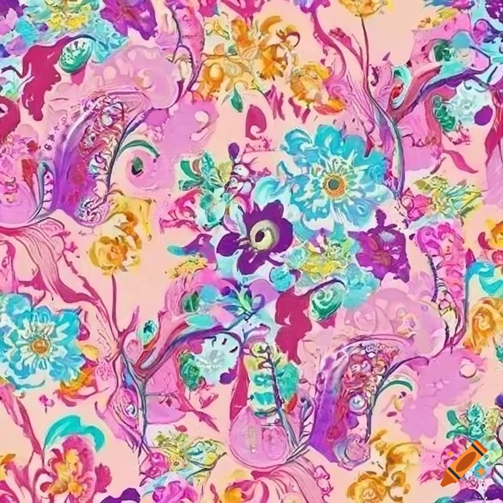 Rainbow pastel rococo floral pattern in an intricate design on Craiyon