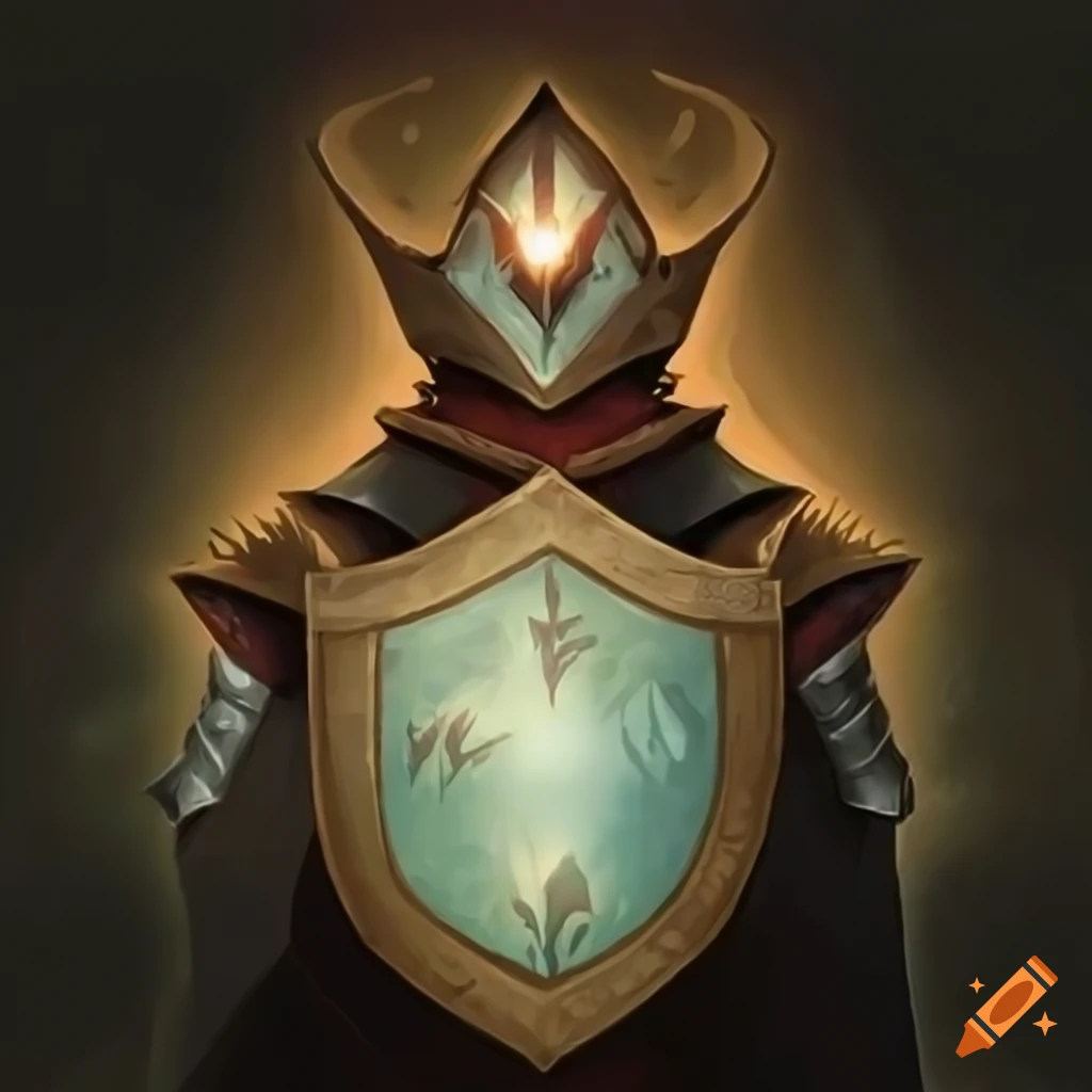 Magical mage armor and shield on a card from a fantasy set on Craiyon