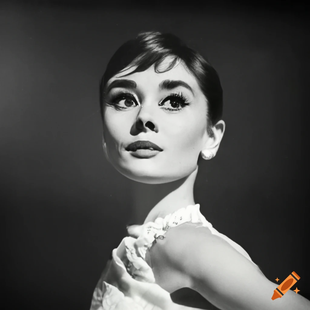 Young audrey hepburn wearing a dress on Craiyon