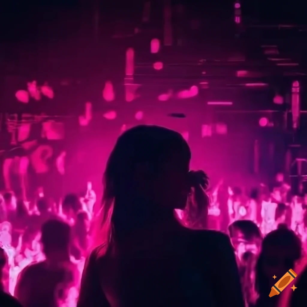 Vibrant rave crowd dancing to electronic music with neon lights on Craiyon