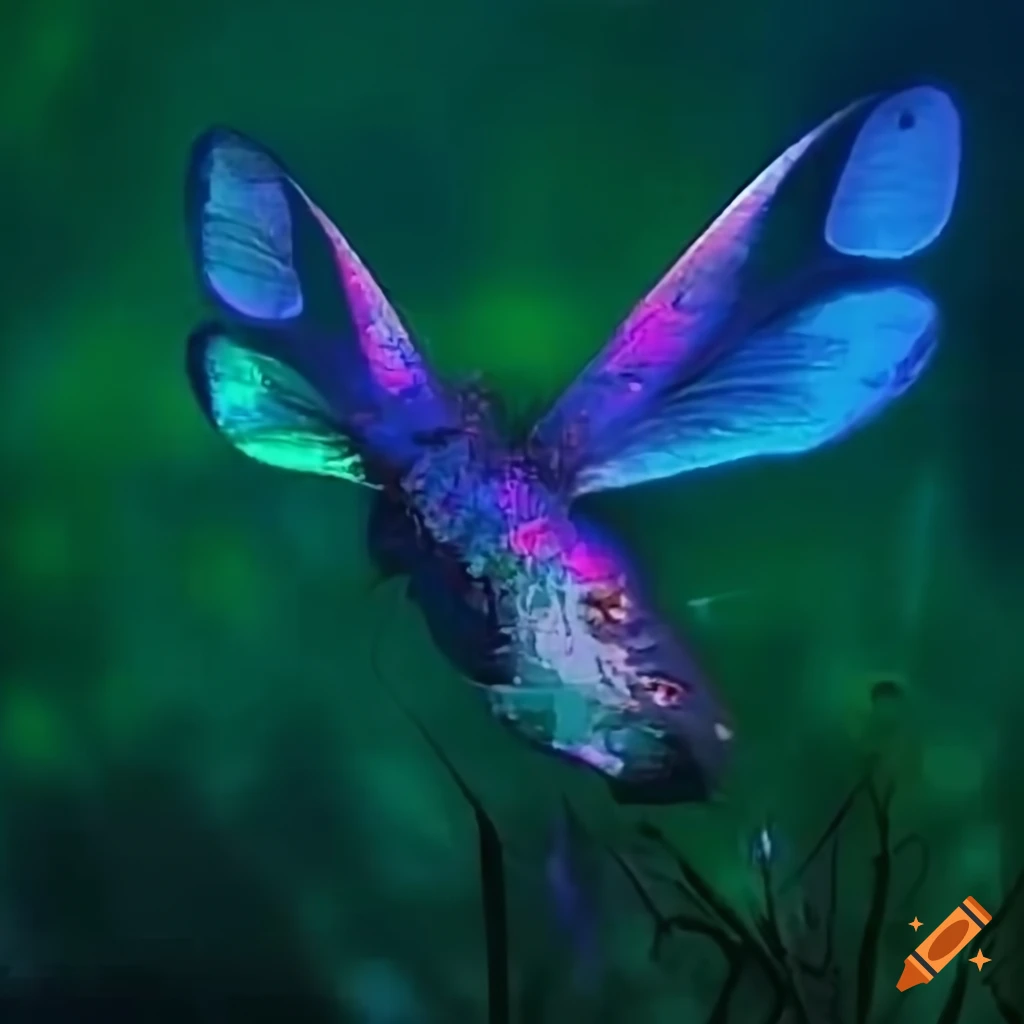 Fish in a swamp fairy mothcore style on a grassy knoll on Craiyon