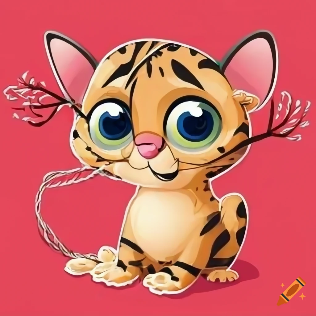 Vector illustration of adorable cats entangled in twine in Disney ...