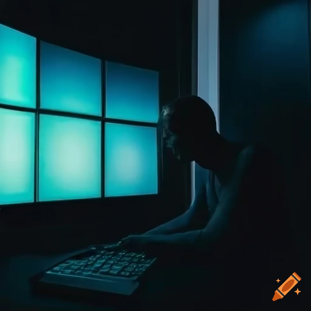 Man sitting in front of multiple computer screens with excel sheets on Craiyon