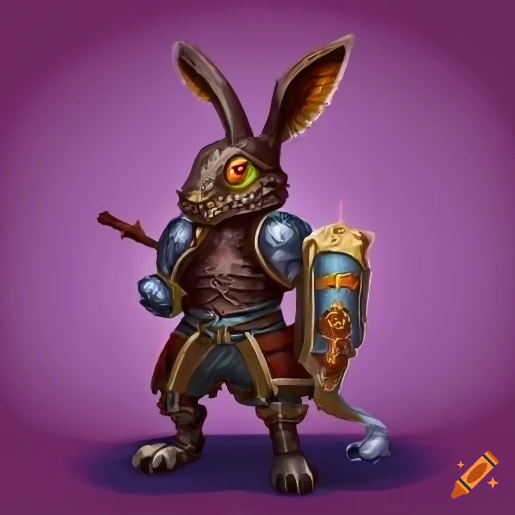 Artificer hare in cool armor on Craiyon