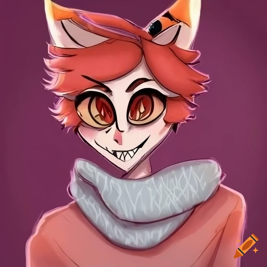 Fox boy wearing a sweater and sweats in hazbin hotel art style on Craiyon