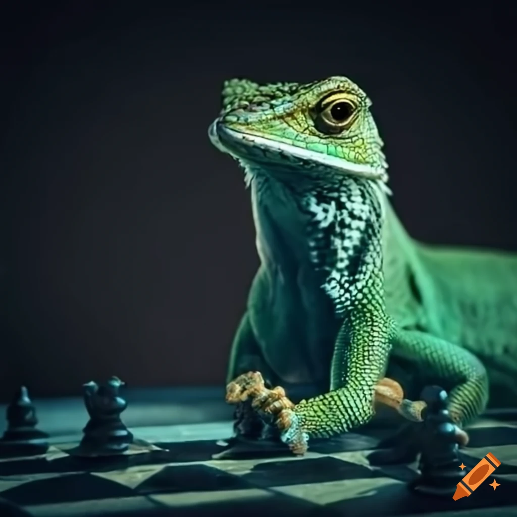 Lizard playing chess on Craiyon