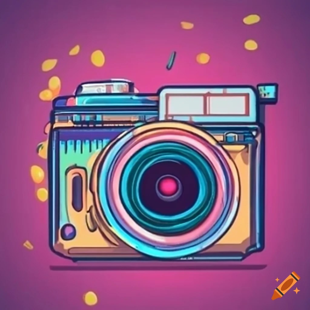 Colorful movie camera on Craiyon