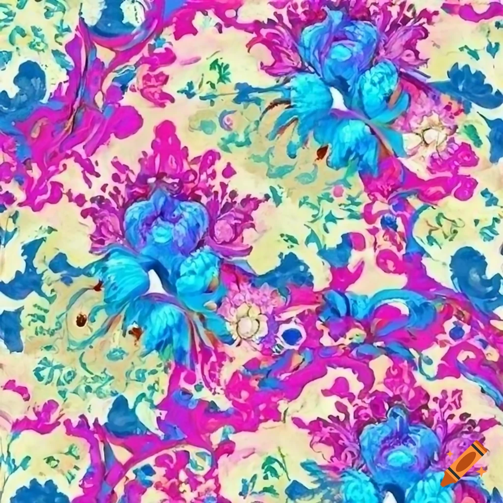 Funky rococo intricate floral pattern in rainbow pastel colors on Craiyon