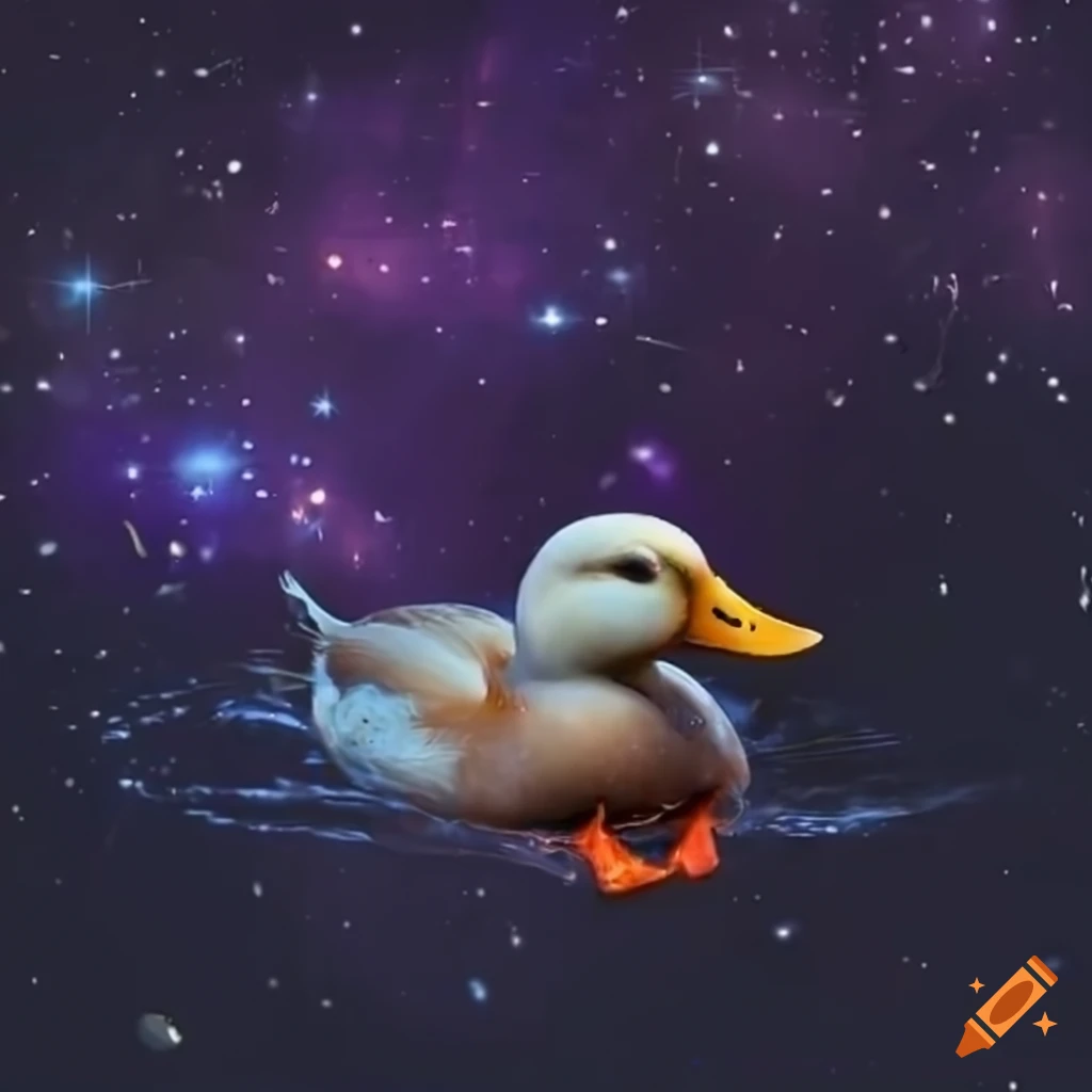 Cute duck floating in space on Craiyon