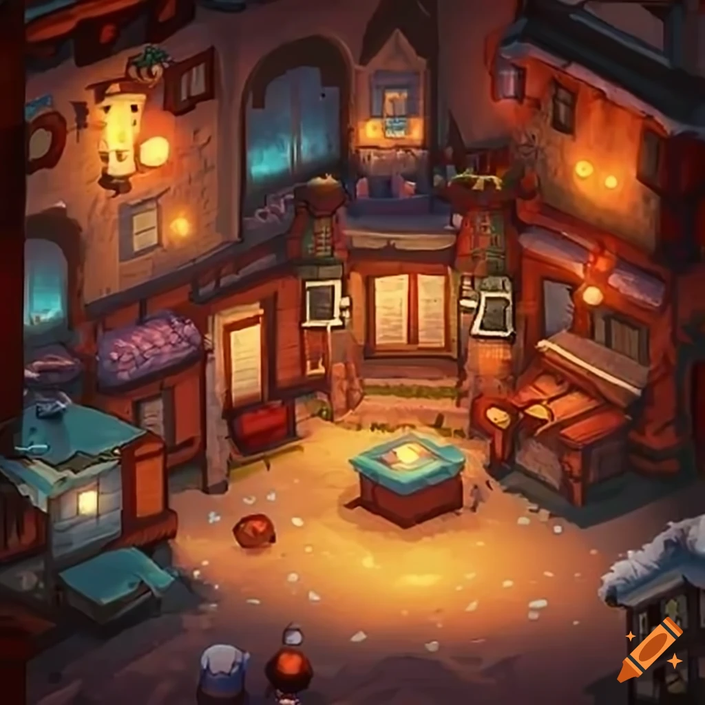 Cozy town in a video game on Craiyon