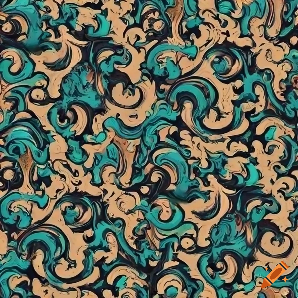 Rococo grotesque pattern with iridescent colors and repeating ...