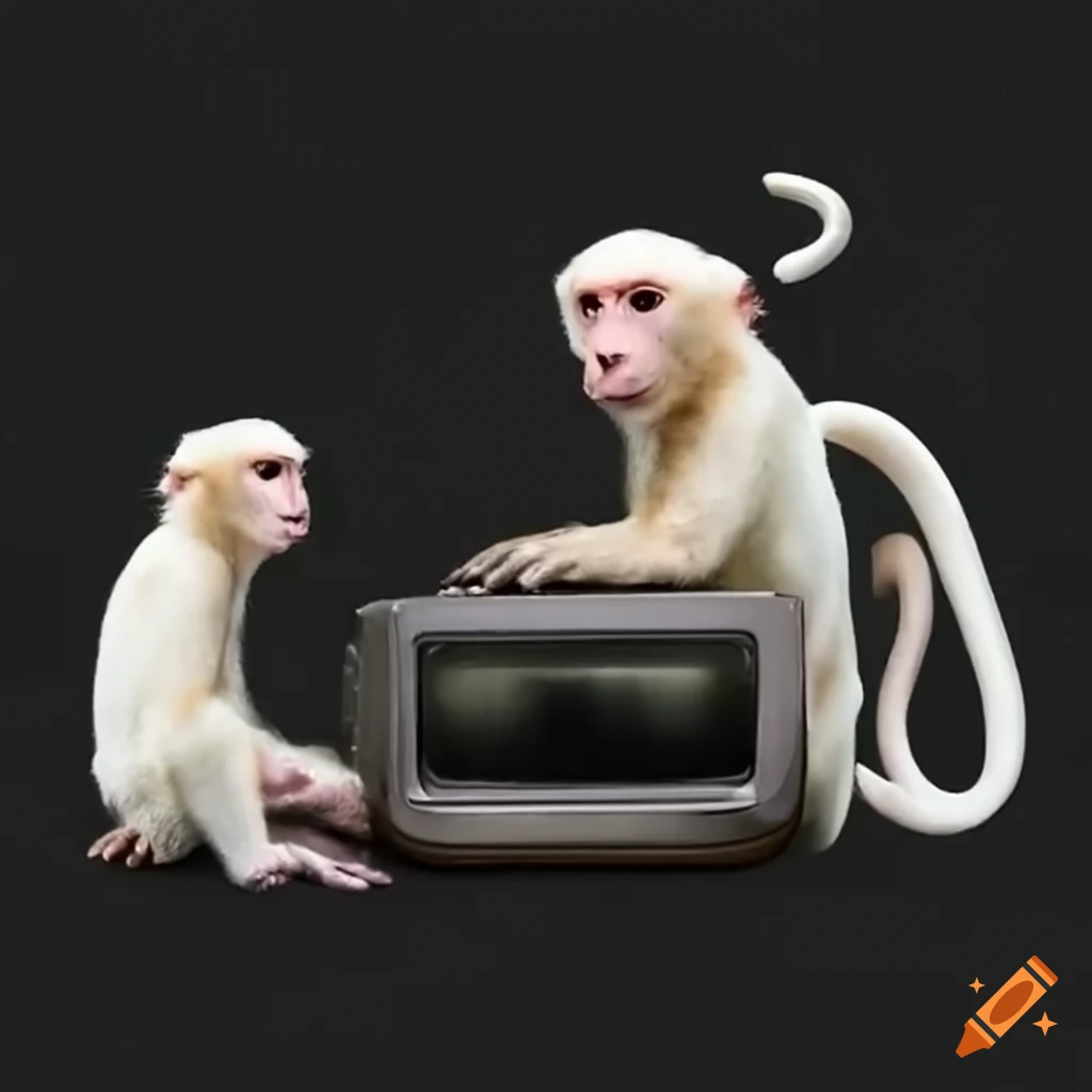 White monkey watching tv on Craiyon