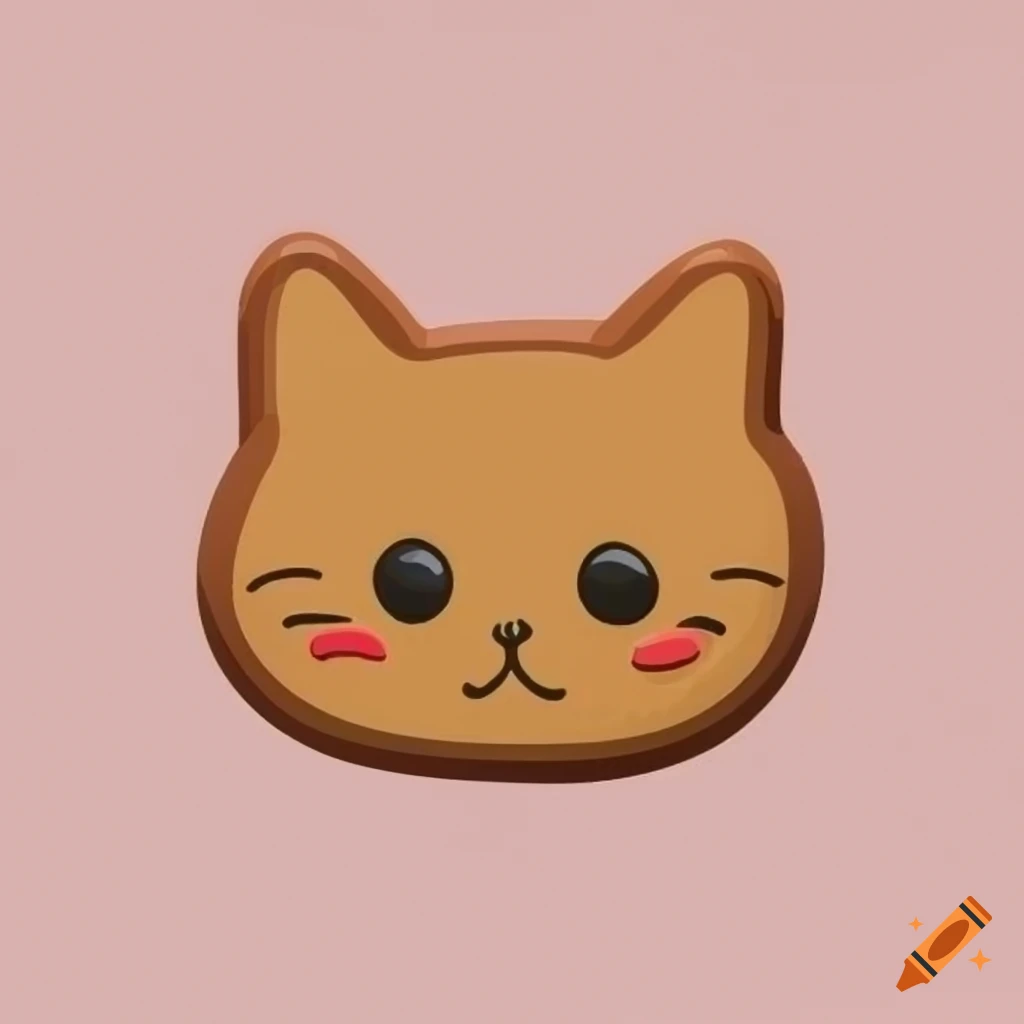 Flat-design cute cat-shaped gingerbread cookie on Craiyon