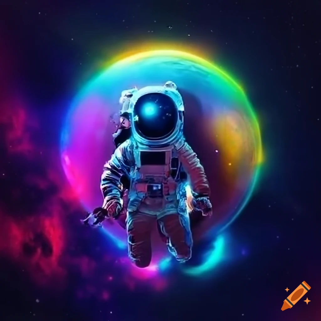 Neon-colored space exploration with astronauts and planets on Craiyon