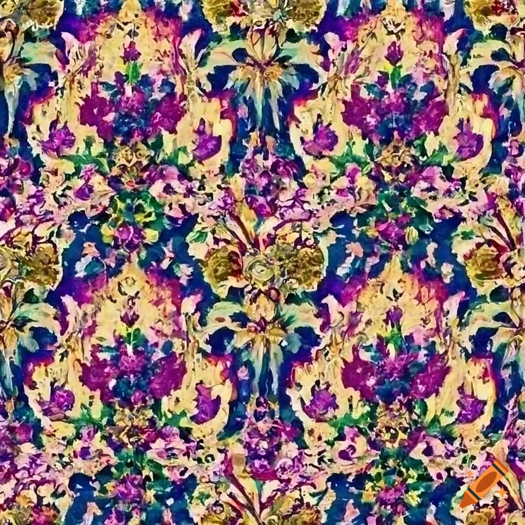 Intricate floral rococo pattern in a funky style on Craiyon