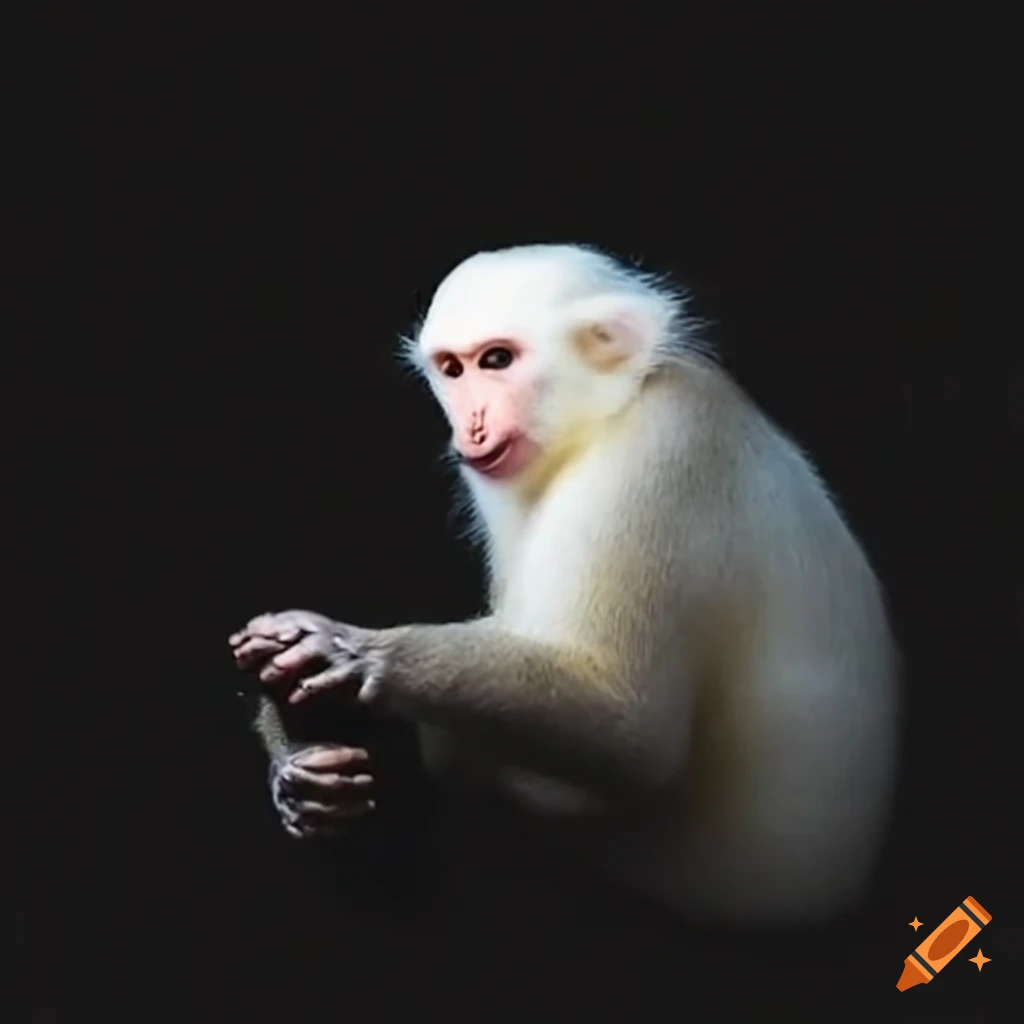 White monkey watching tv on Craiyon