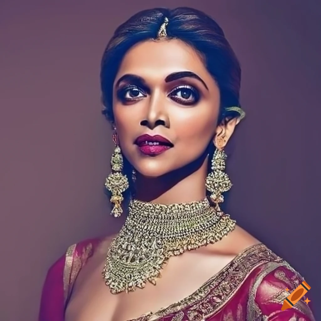 Beautiful portrait of Deepika Padukone in Indian traditional attire on ...