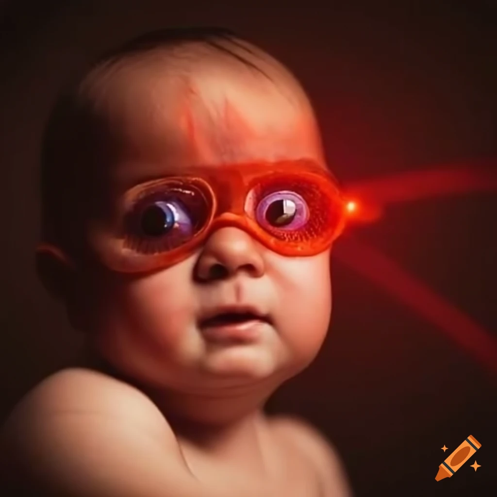 Cute baby with laser eyes on Craiyon