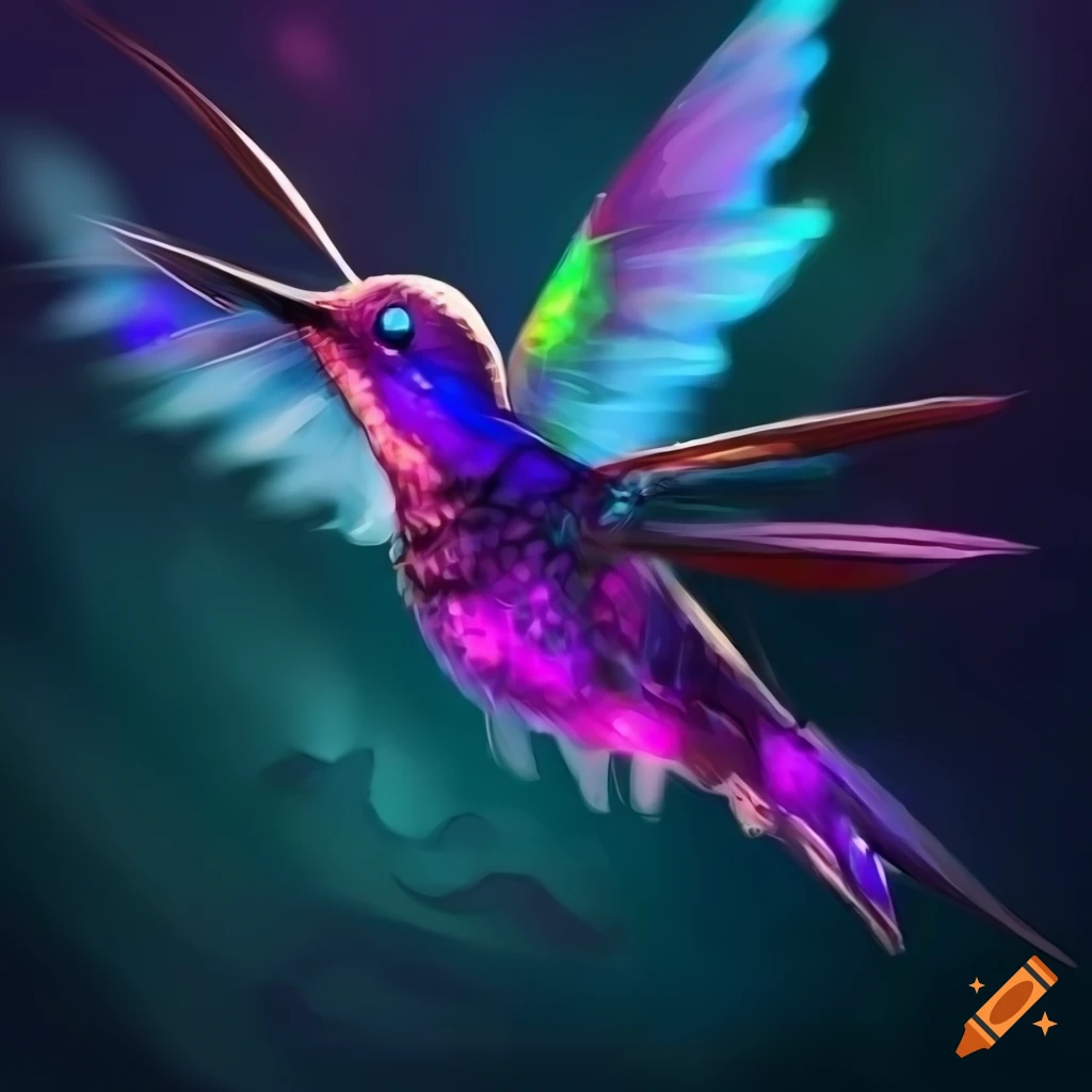 Cyberpunk style hummingbird drone in fantasy art on Craiyon