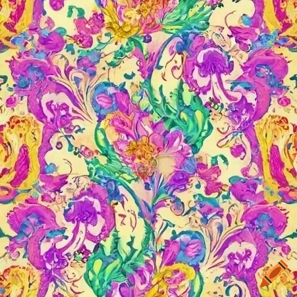 Rainbow pastel rococo floral pattern in oil painting on Craiyon