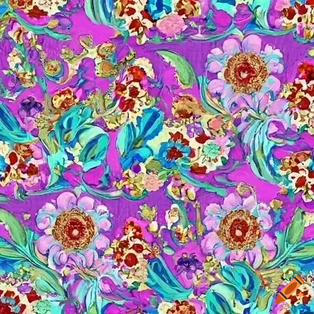 Funky rococo intricate floral pattern in rainbow pastel colors on Craiyon