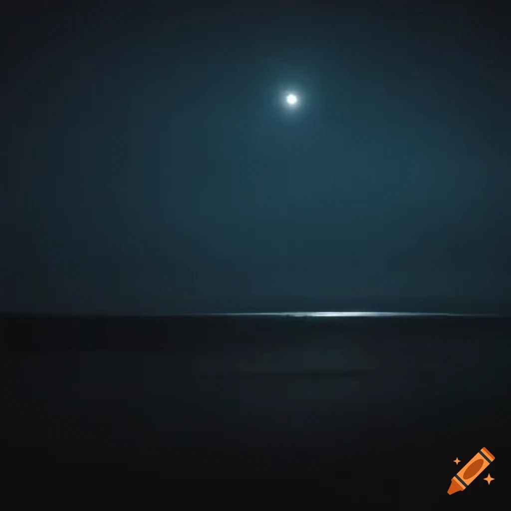 Pitch dark ocean at midnight on Craiyon
