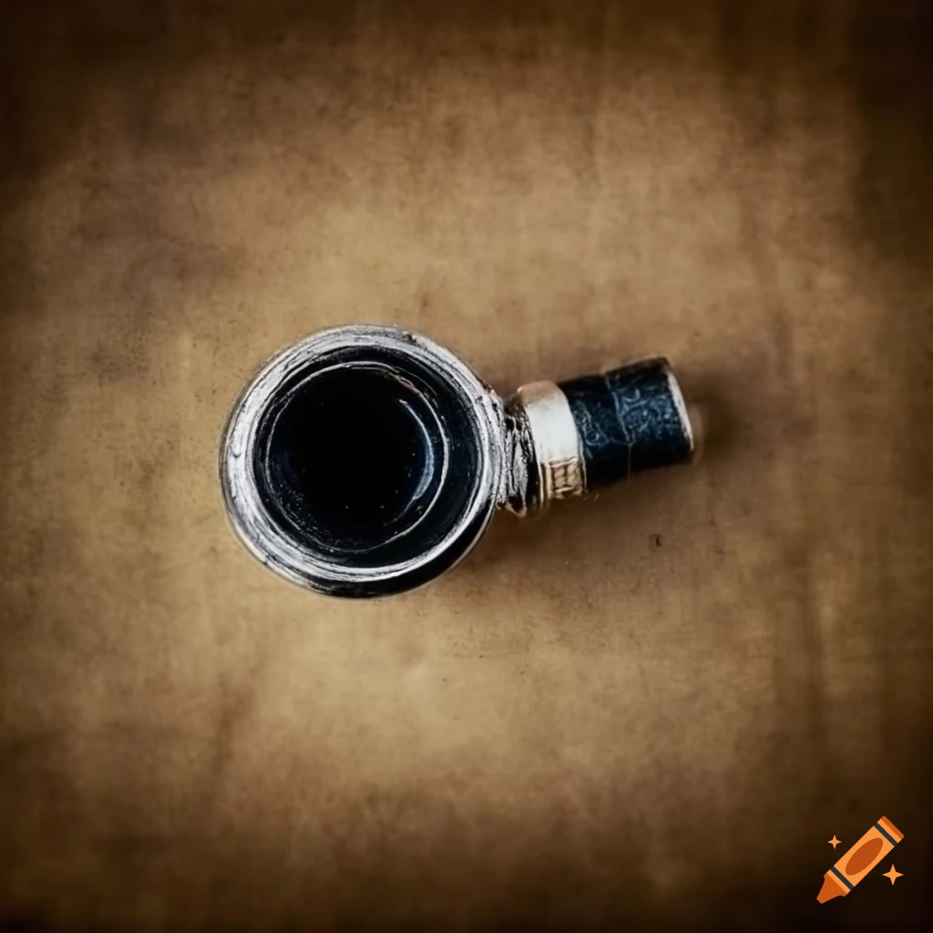 Open inkwell on old paper background on Craiyon