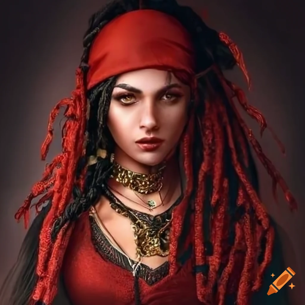 Gypsy girl fighter with black dreadlocks, gold prosthetic leg, and ...