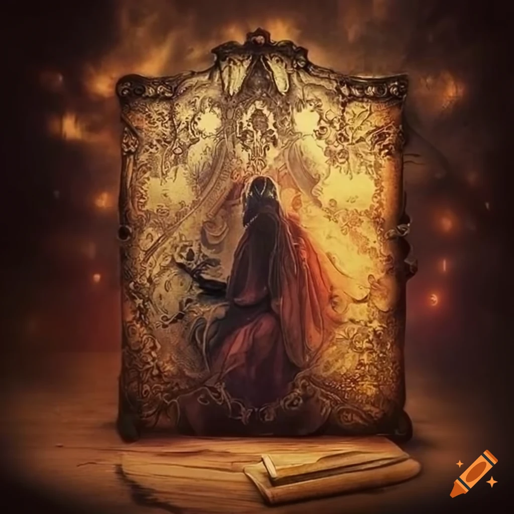 Fantasy magical medieval old antique grimoire design on journal cover on Craiyon