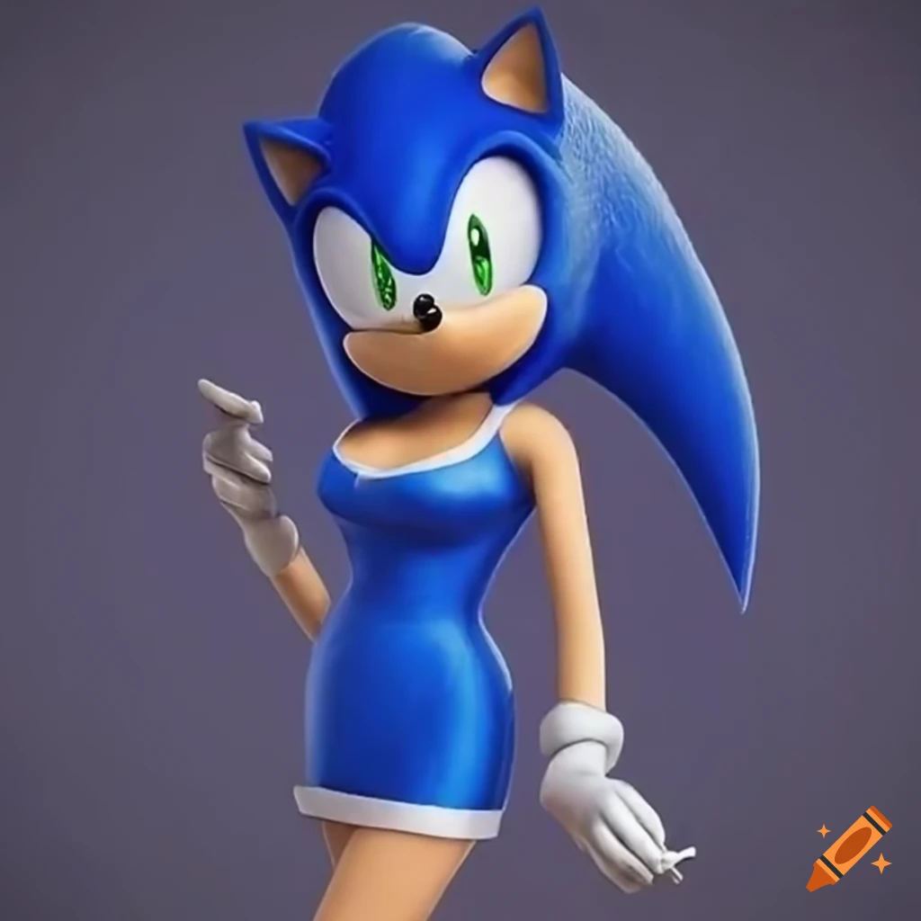 Female sonic the hedgehog in a retro mini dress on Craiyon