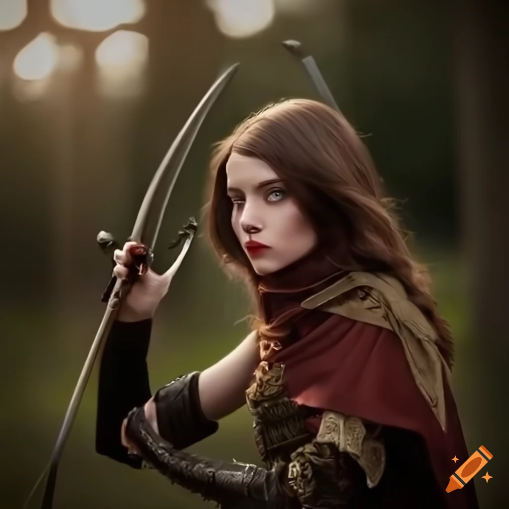 High-detailed image of a medieval female ranger in a dnd setting on Craiyon