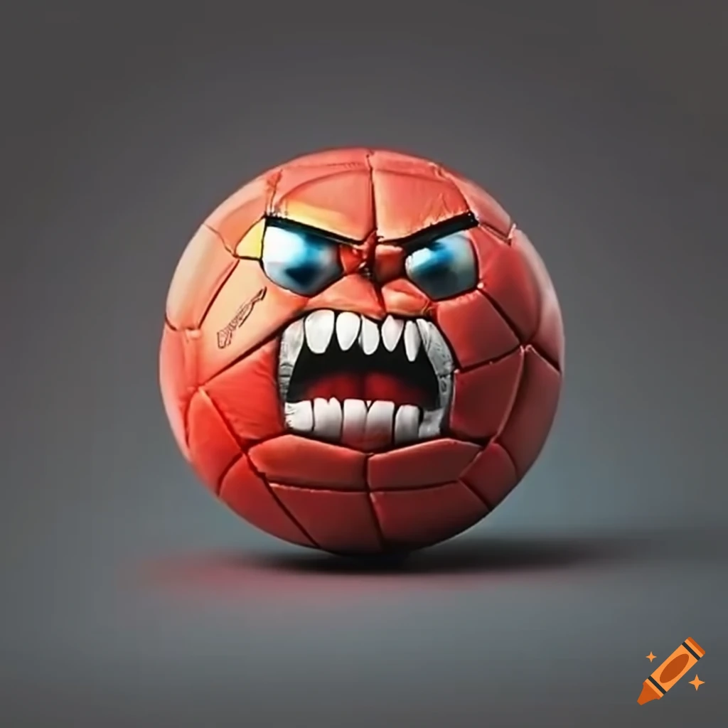 Angry soccer ball illustration on Craiyon