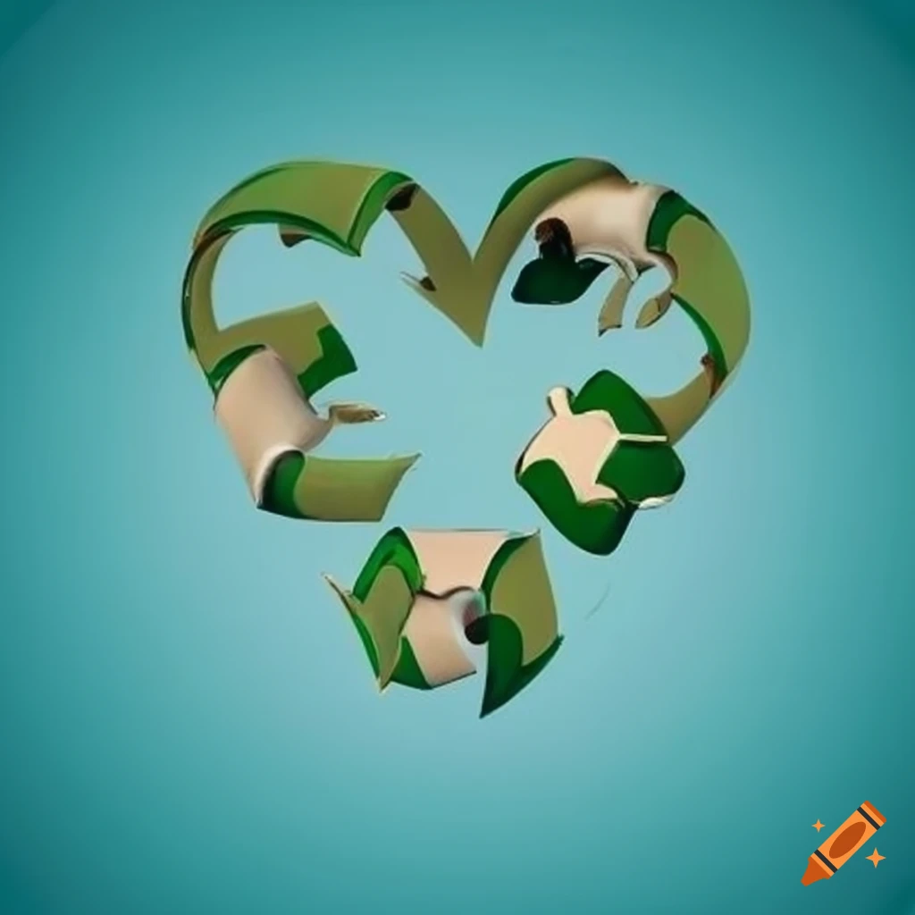 Heart made with recycling symbol on Craiyon