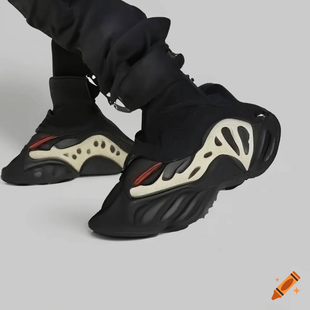 Side view of futuristic Yeezy 700v3 Adidas ski boot slip on on Craiyon