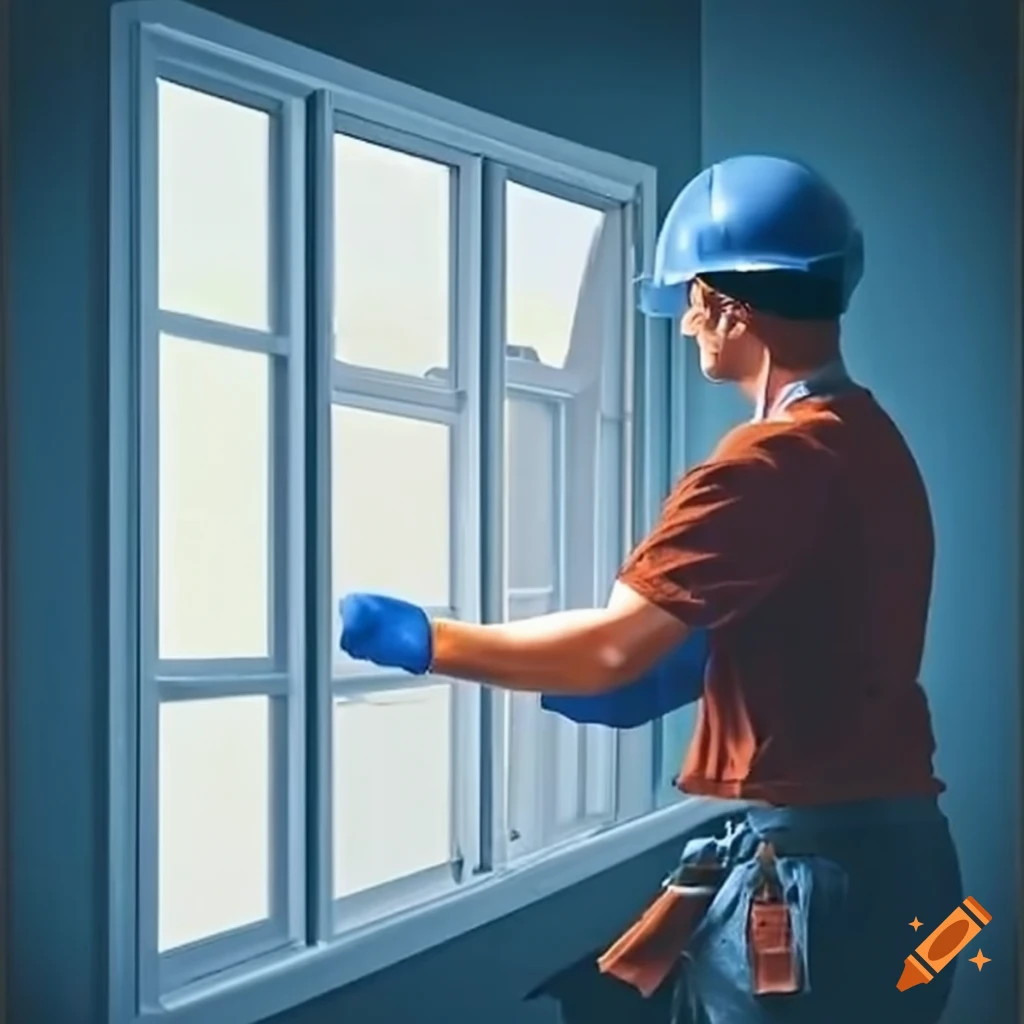 Builder installing window moldings on Craiyon