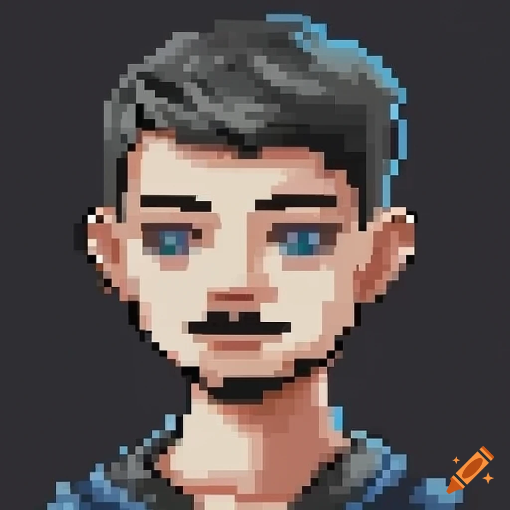 Pixel art of a boy with a beard on Craiyon