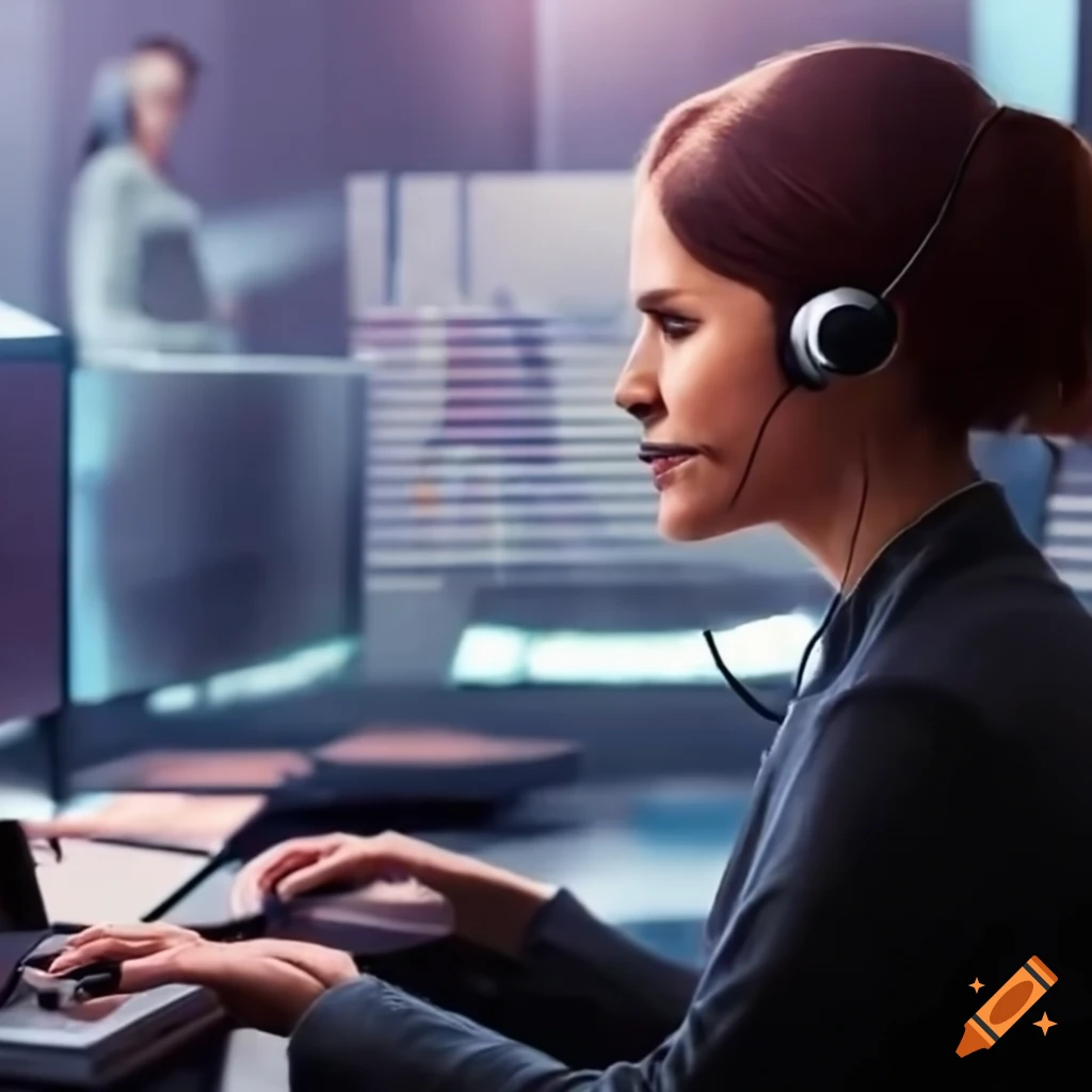 People working in a call center on Craiyon