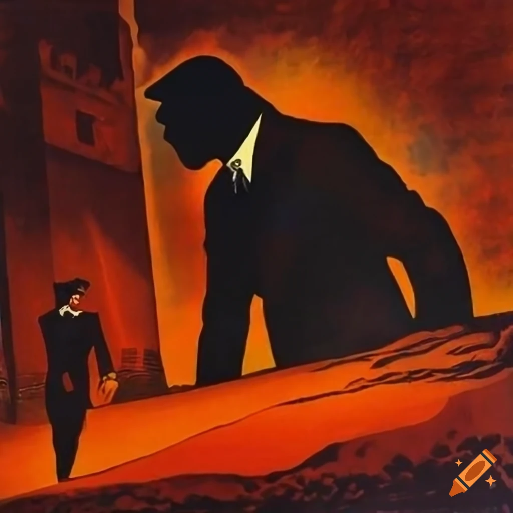 1930s American propaganda poster depicting men cowering submissively on ...