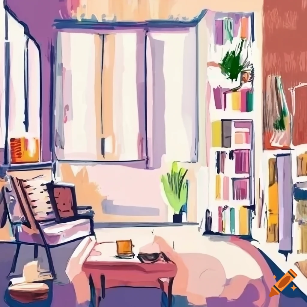 Studio apartment drawing on Craiyon