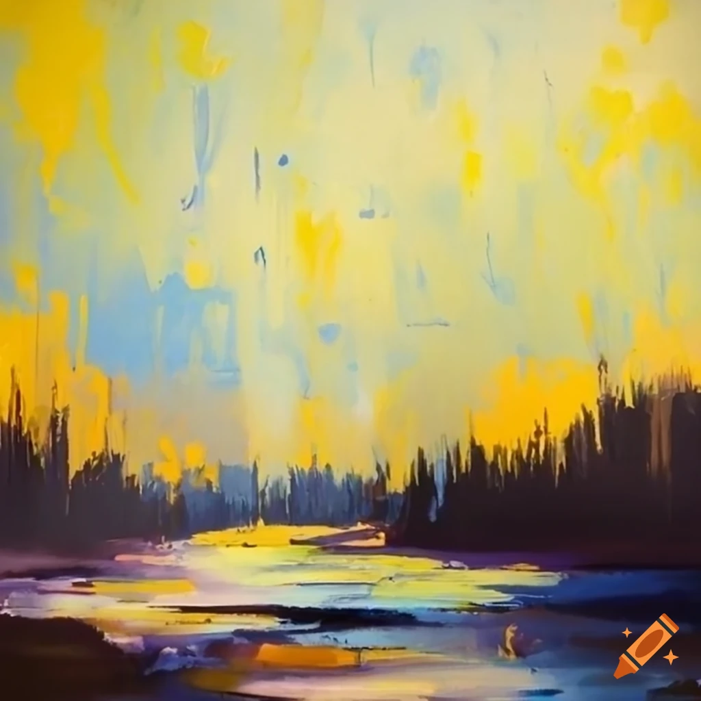 Landscape painting with apparent brushstrokes on Craiyon