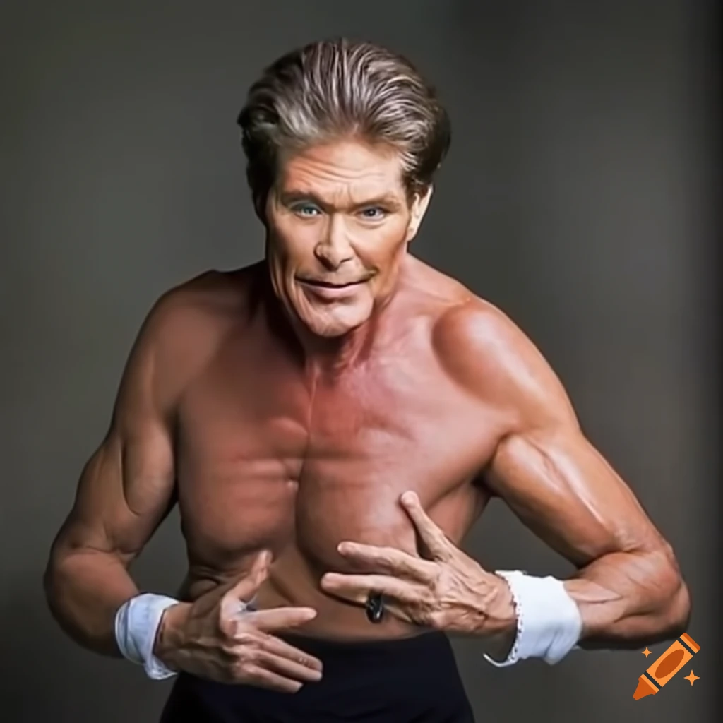 David hasselhoff practicing tai chi with muscular physique on Craiyon