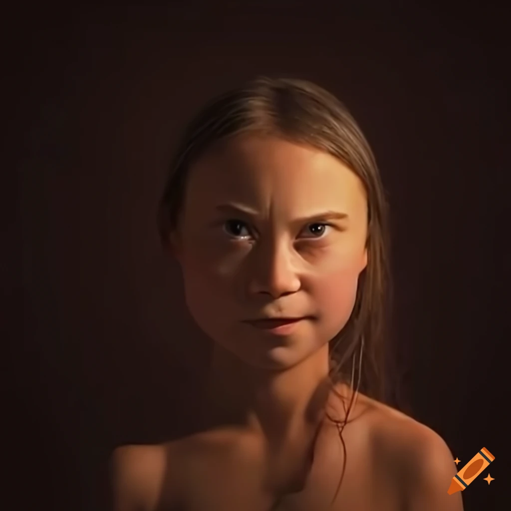 Greta Thunberg in white nightdress lying on bed with a beaming smile on ...