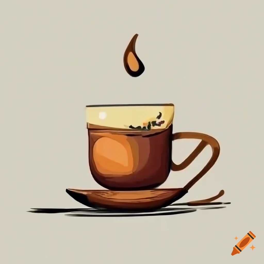 Simple drawing of a cup of tea on Craiyon