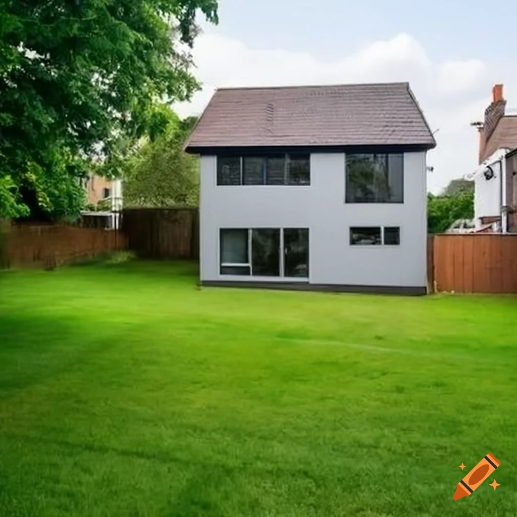 Neighboring house with a grass yard on Craiyon