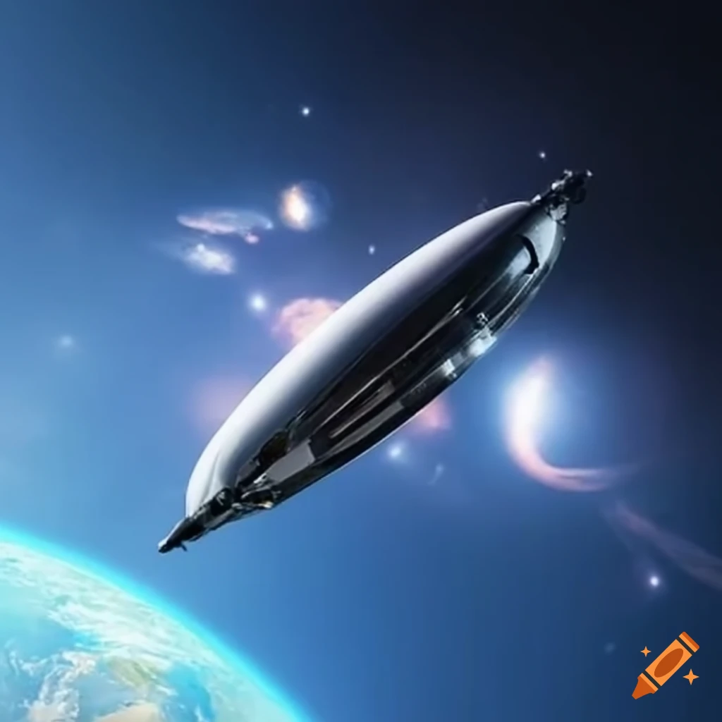 Ufo spaceship hovering in space with earth in the background on Craiyon