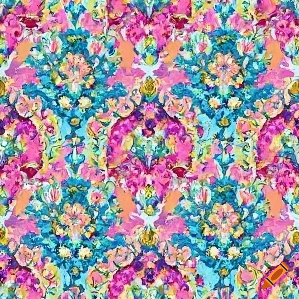 Colorful pastel rococo floral pattern in an intricate design on Craiyon